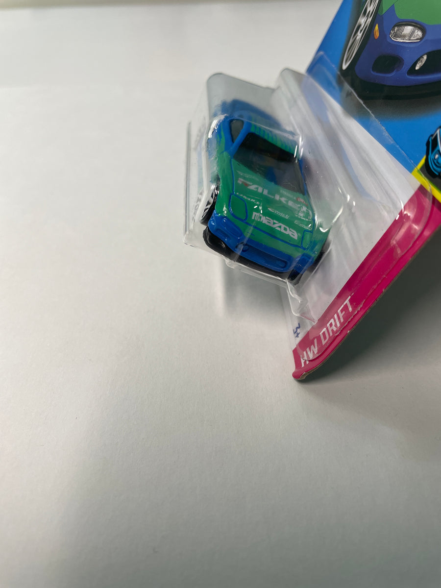 Hot Wheels 1/64 ‘95 Mazda RX-7 Falken Blue & Green - Damaged Card ...