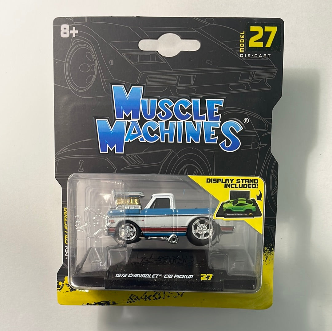 Muscle Machines 1/64 1972 Chevrolet C10 Pickup Blue & White - Damaged ...