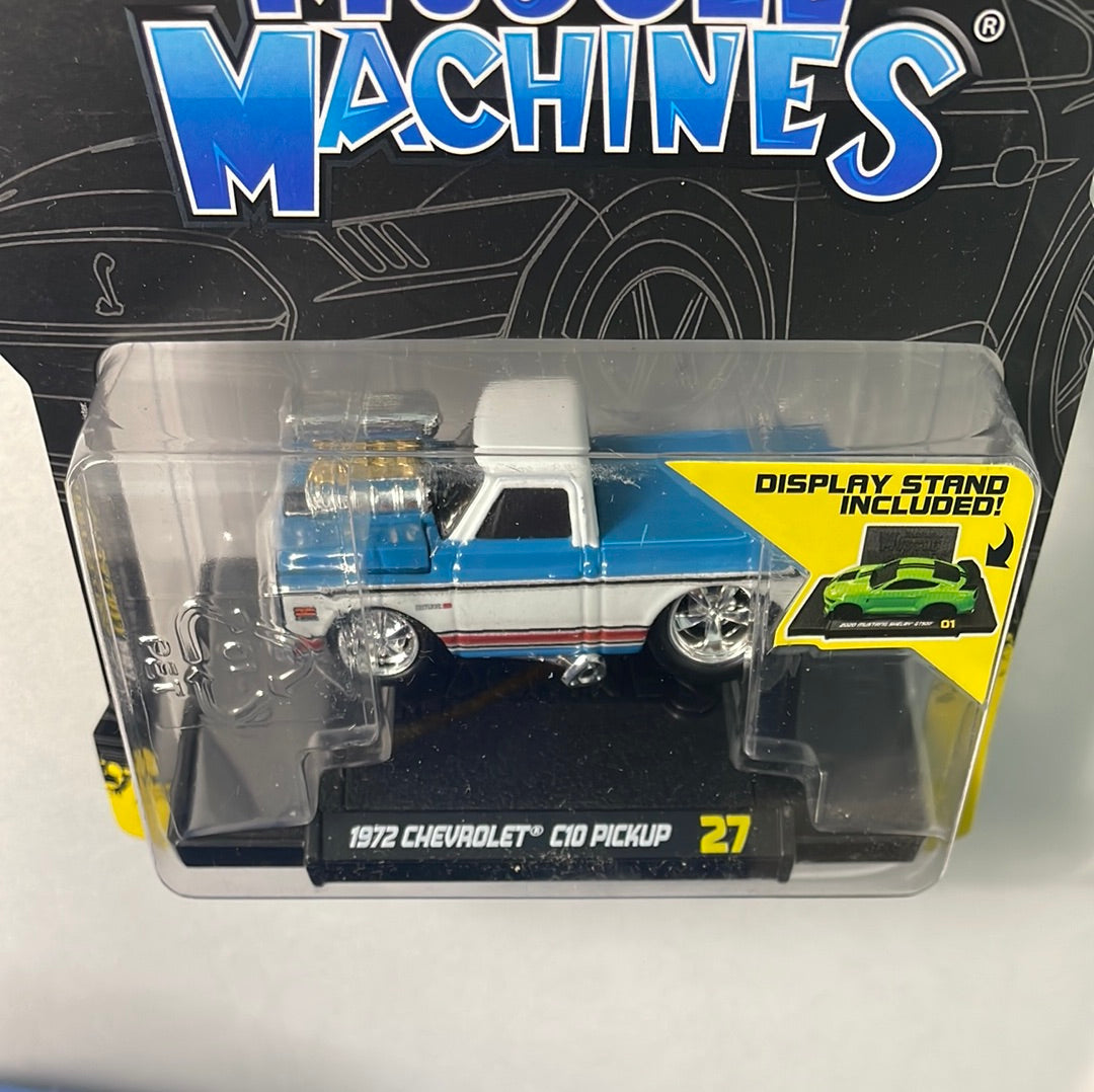 Muscle Machines 1/64 1972 Chevrolet C10 Pickup Blue & White - Damaged ...