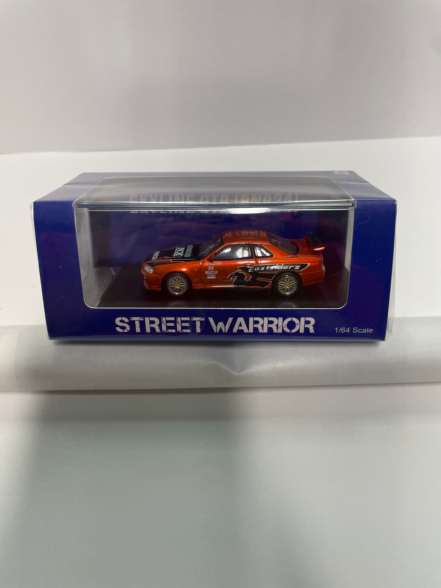 1/64 Street Warrior Nissan Skyline GT-R R34 NFS Orange – Flipn Diecast